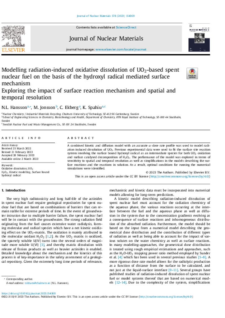 Modelling radiation-induced oxidative dissolution of UO2-based spent ...