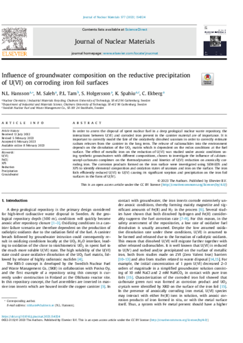Influence of groundwater composition on the reductive precipitation of ...