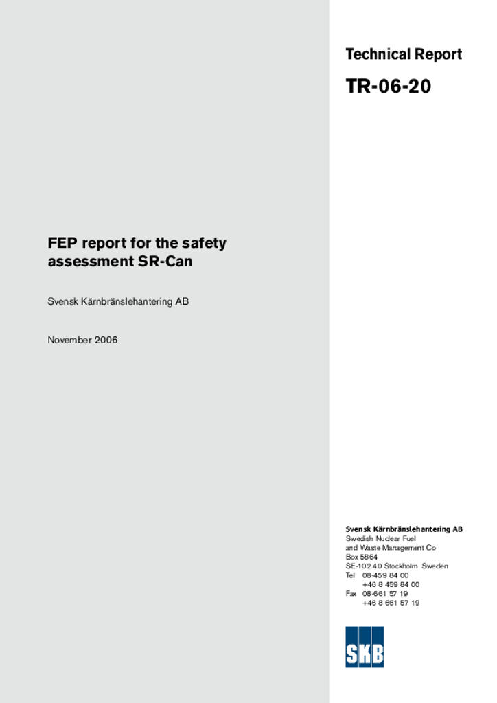 FEP report for the safety assessment SR-Can – SKB.com