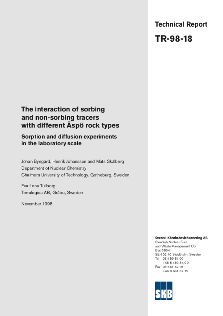 The interaction of sorbing and non-sorbing tracers with different Äspö ...