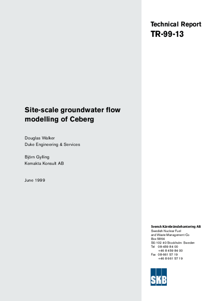 Site-scale groundwater flow modelling of Ceberg – SKB.com