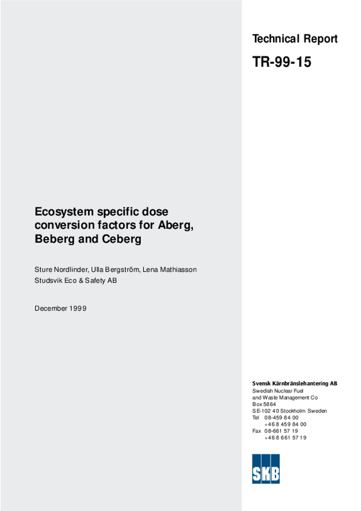Ecosystem specific dose conversion factors for Aberg, Beberg and Ceberg ...
