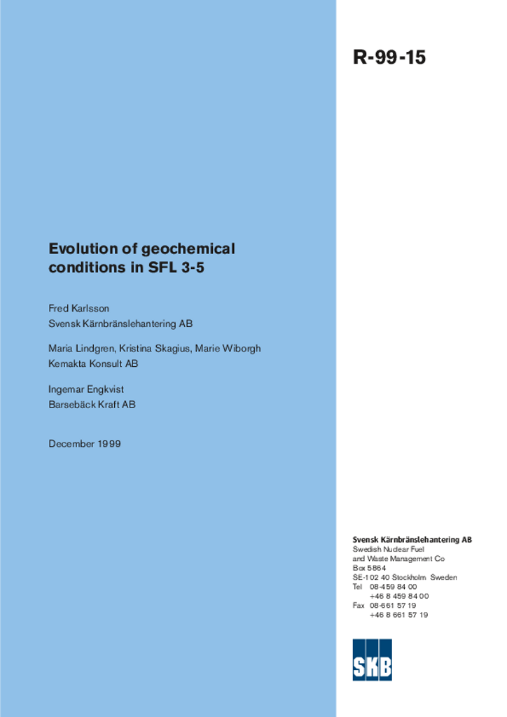 Evolution of geochemical conditions in SFL 3-5 – SKB.com