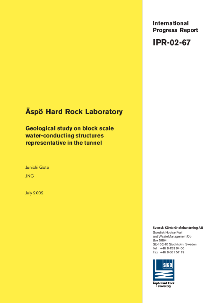 Äspö Hard Rock Laboratory. Geological study on block scale water ...