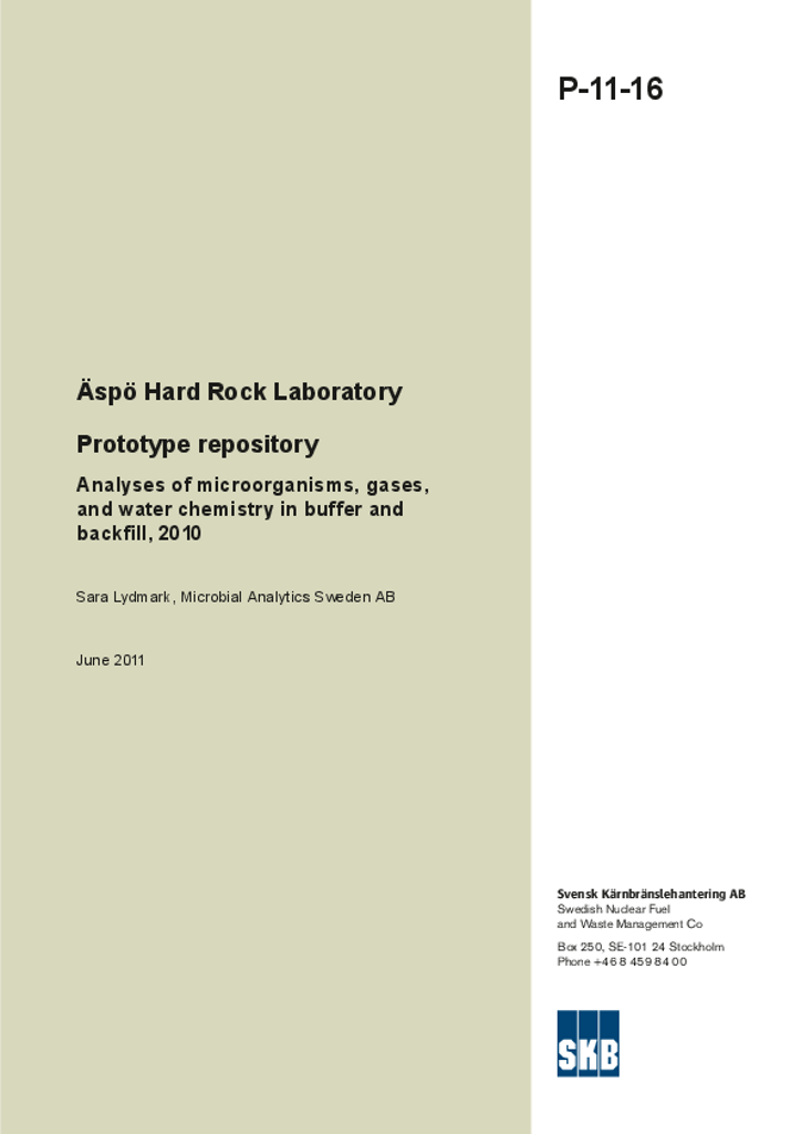 Äspö Hard Rock Laboratory. Prototype repository. Analyses of ...
