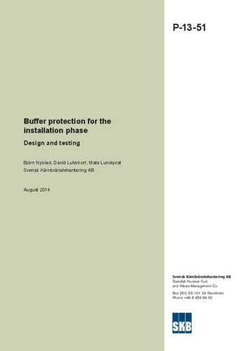 Buffer protection for the installation phase. Design and testing – SKB.com