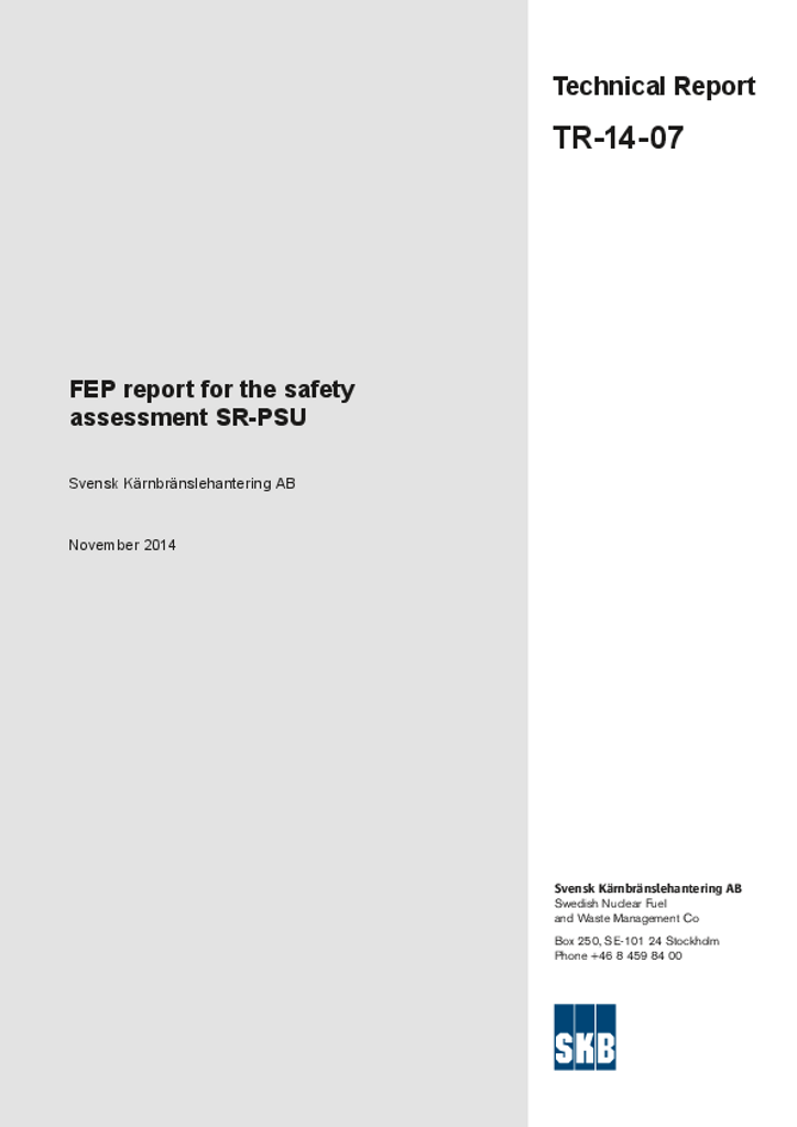 FEP report for the safety assessment SR-PSU – SKB.com