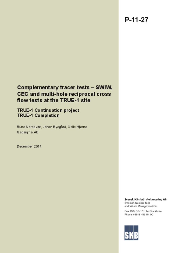 Complementary tracer tests – SWIW, CEC and multi-hole eciprocal cross ...