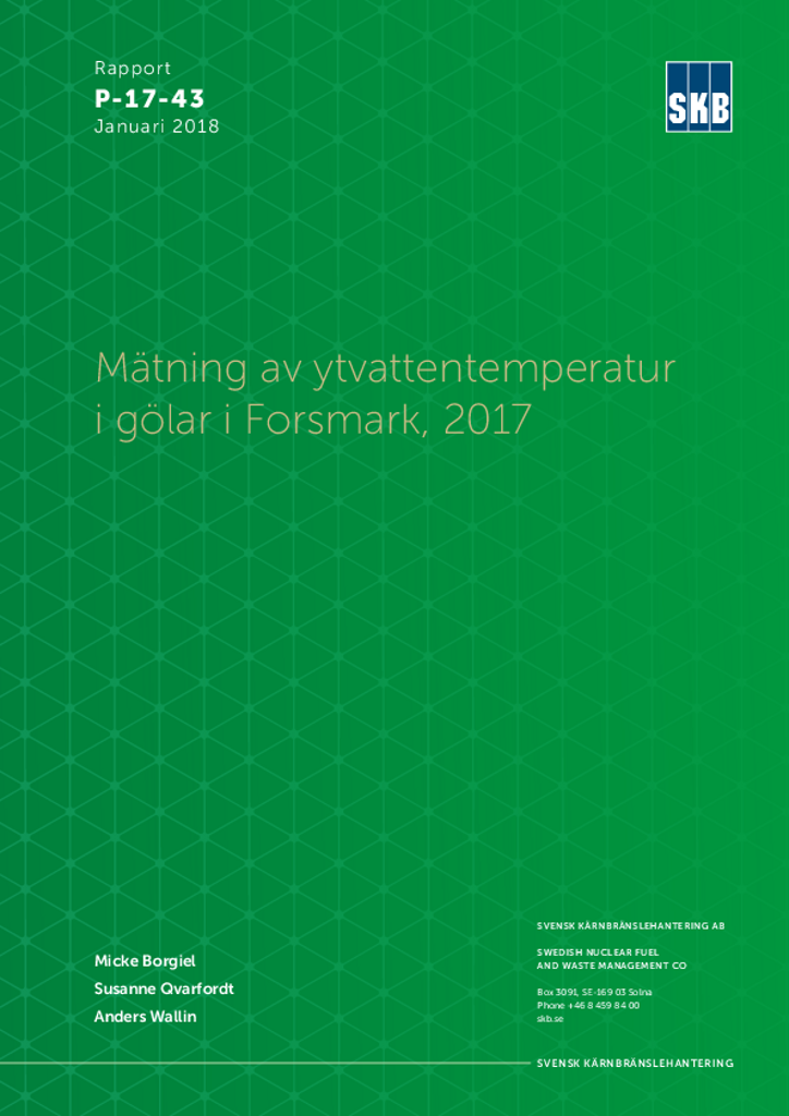 Mätning av ytvattentemperatur i gölar i Forsmark, 2017 – SKB.com