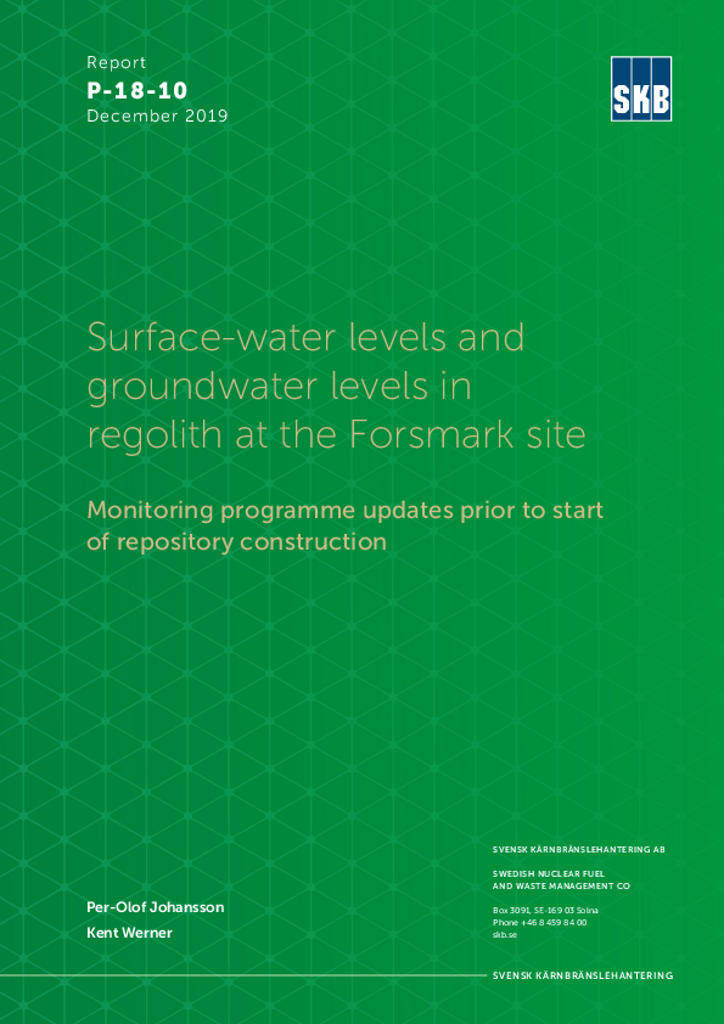 Surface-water levels and groundwater levels in regolith at the Forsmark ...