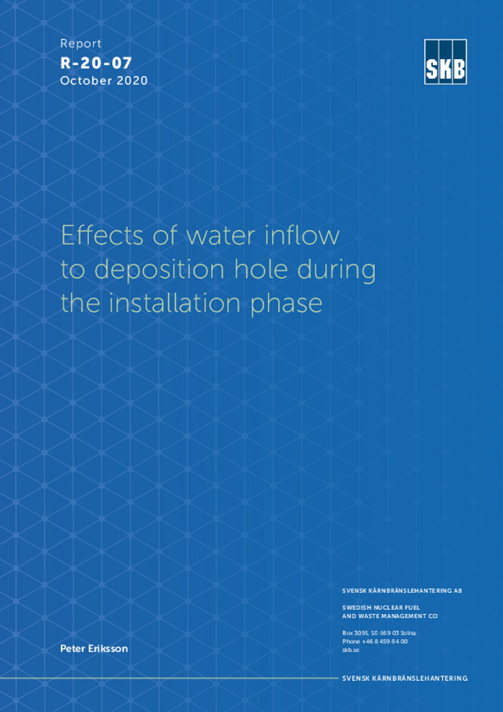Effects of water inflow to deposition hole during the installation ...