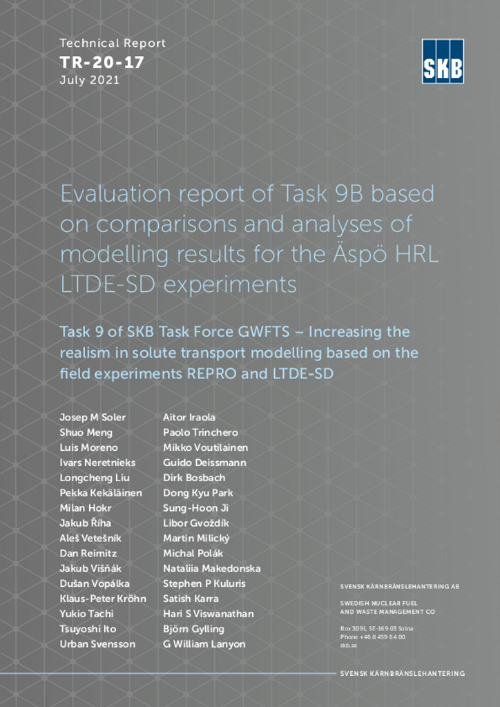 Evaluation report of Task 9B based on comparisons and analyses of modelling results for the Äspö ...