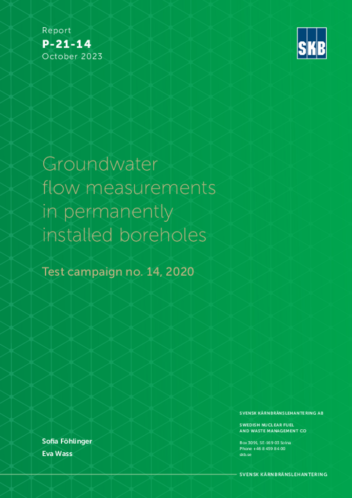 Groundwater flow measurements in permanently installed boreholes. Test ...