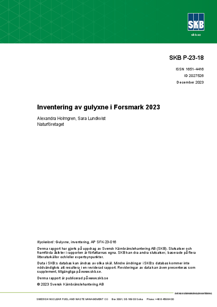 Inventering av gulyxne i Forsmark 2023 – SKB.com