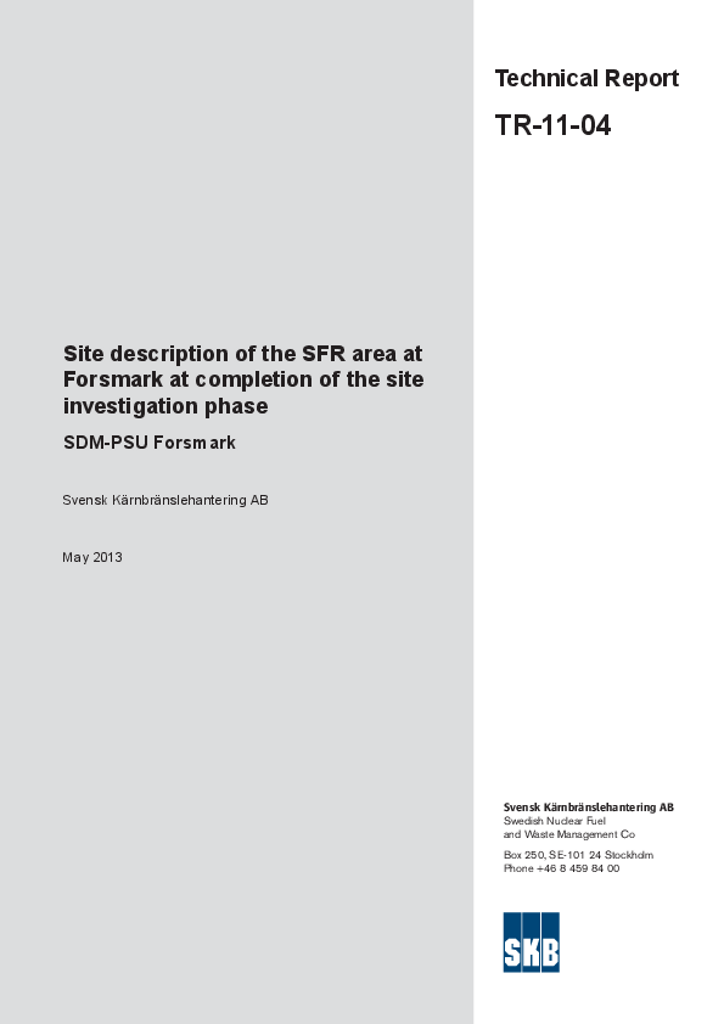 Site description of the SFR area at Forsmark at completion of the site ...