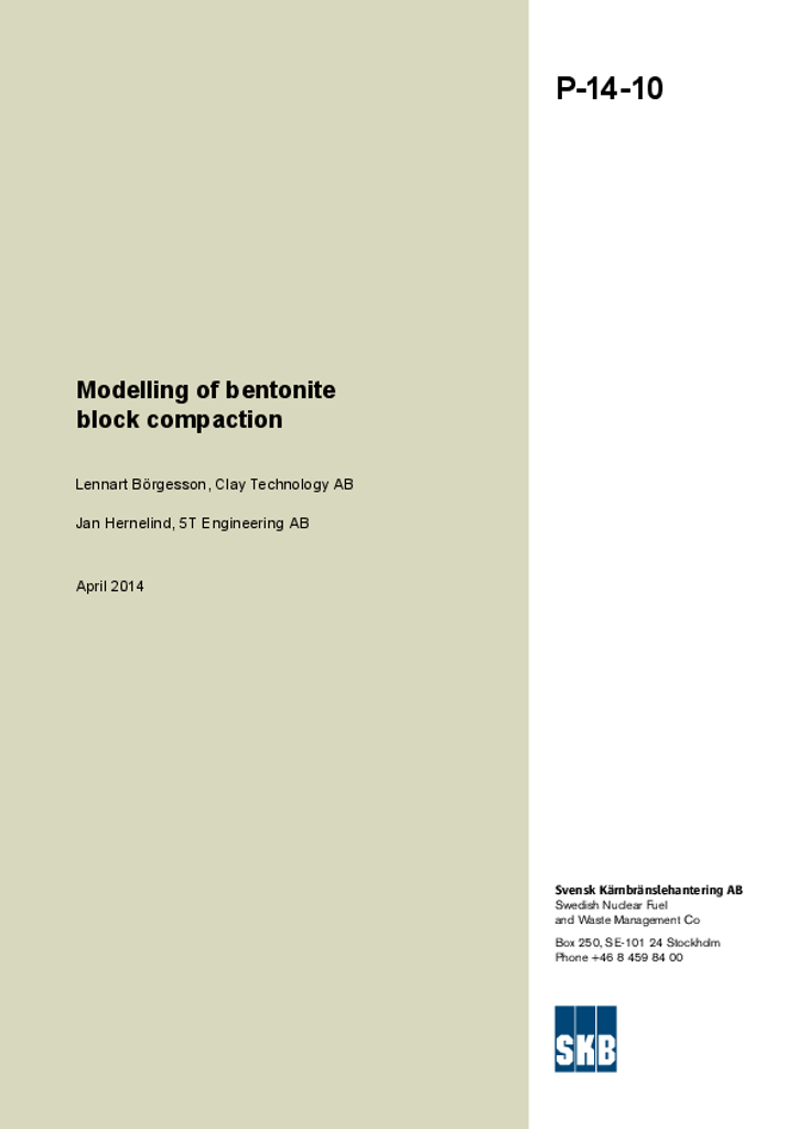 Modelling of bentonite block compaction – SKB.com