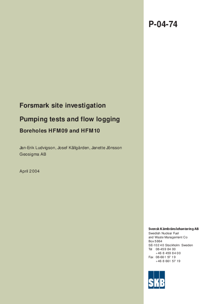 Forsmark site investigation. Pumping tests and flow logging. Boreholes ...